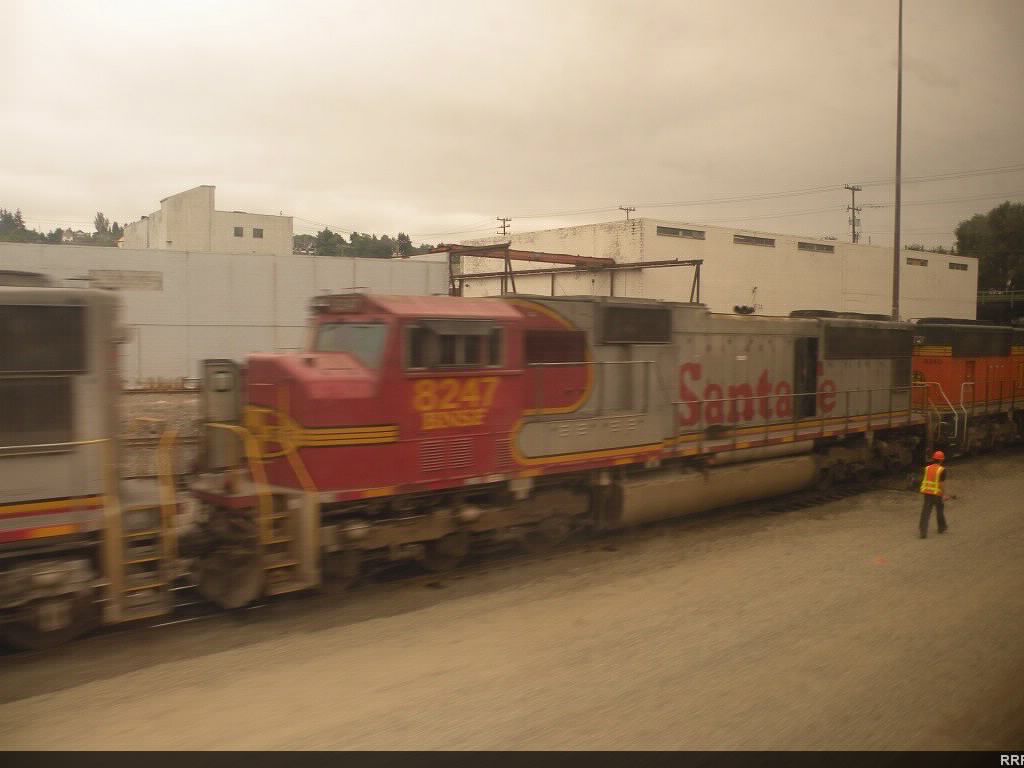 Warbonnet SD75M BNSF 8247 in Interbay Yard.